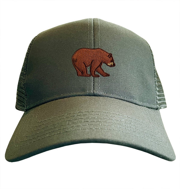 Bear Trucker Cap - Brown Bear Embroidered Animal Hat - Wildlife ...