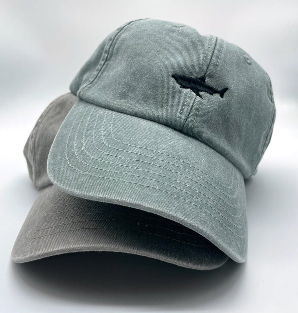 Shark Logo Cap - Great White Shark Embroidered Baseball Cap - Blue Panda