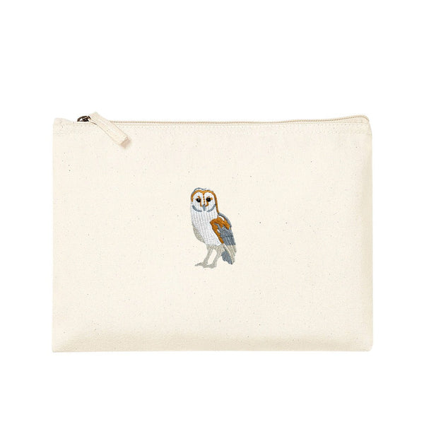Barn Owl Embroidered pouch - Organic Accessory Bag - British Wildlife ...