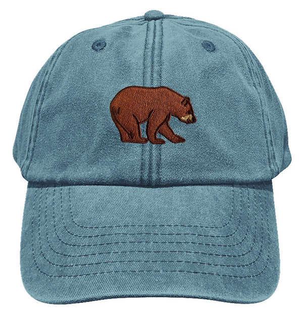 Bear Baseball Cap - Brown Bear Embroidered Animal Hat - Wildlife ...