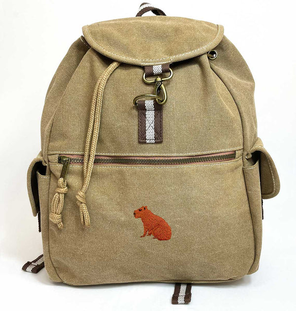 Capybara Vintage Canvas Backpack - Capybara Embroidered Animal Lover ...