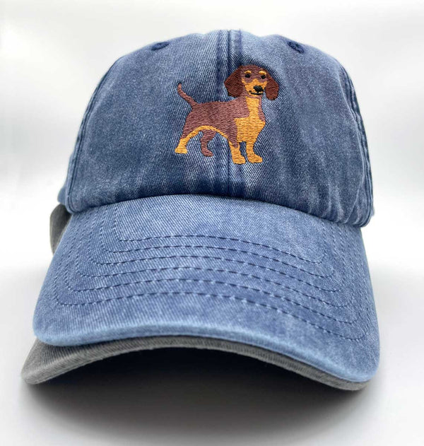 Dachshund Baseball Cap - Sausage Dog Hat - Embroidered Dachshund - Blue ...