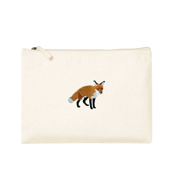 Fox Embroidered pouch - Organic Accessory Bag - British Wildlife ...