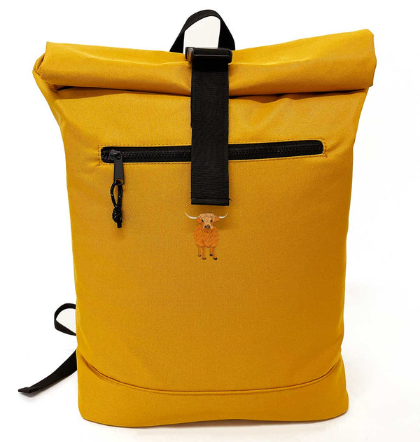 Highland Cow Backpack - Beach Roll-top Rucksack - British Wildlife Bag ...