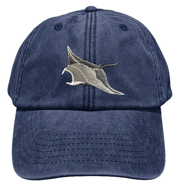 Manta Ray Cap - Manta Ray Gift - Sea Life Conservation Hat - Blue Panda