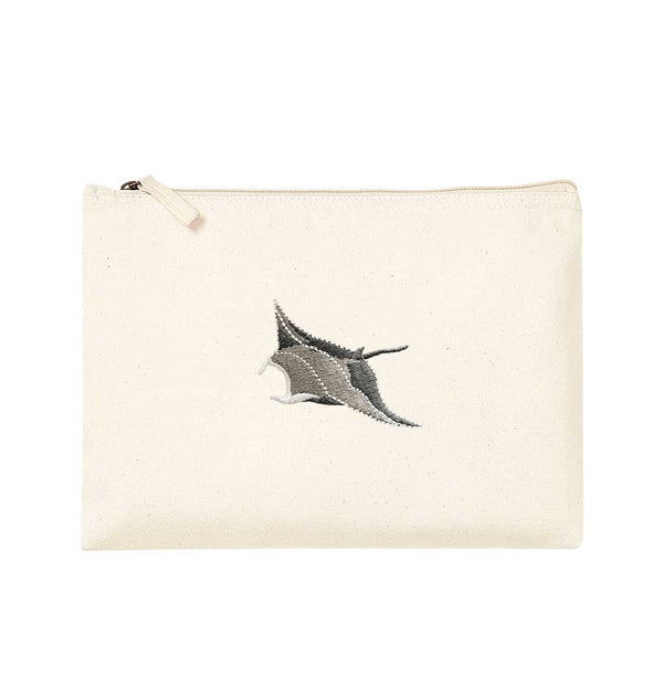 Manta Ray Embroidered pouch - Organic Accessory Bag - Sea Life ...