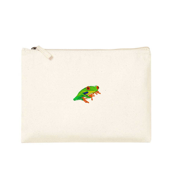 Red-Eyed Tree Frog Embroidered pouch - Organic Accessory Bag ...